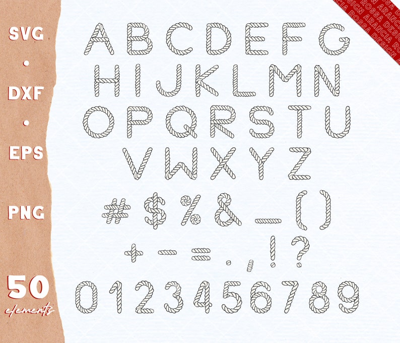 Rope Alphabet, Rope Letters, Rope Alphabet Clipart, Rope Letters SVG ...