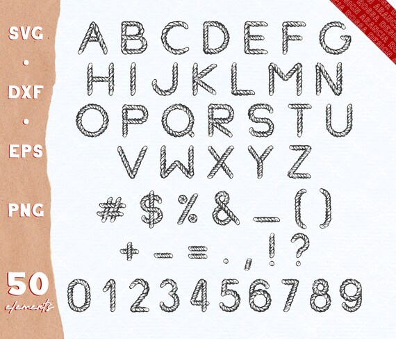 Rough Rope Alphabet Rope Letters Rope Alphabet Clipart Rope | Etsy