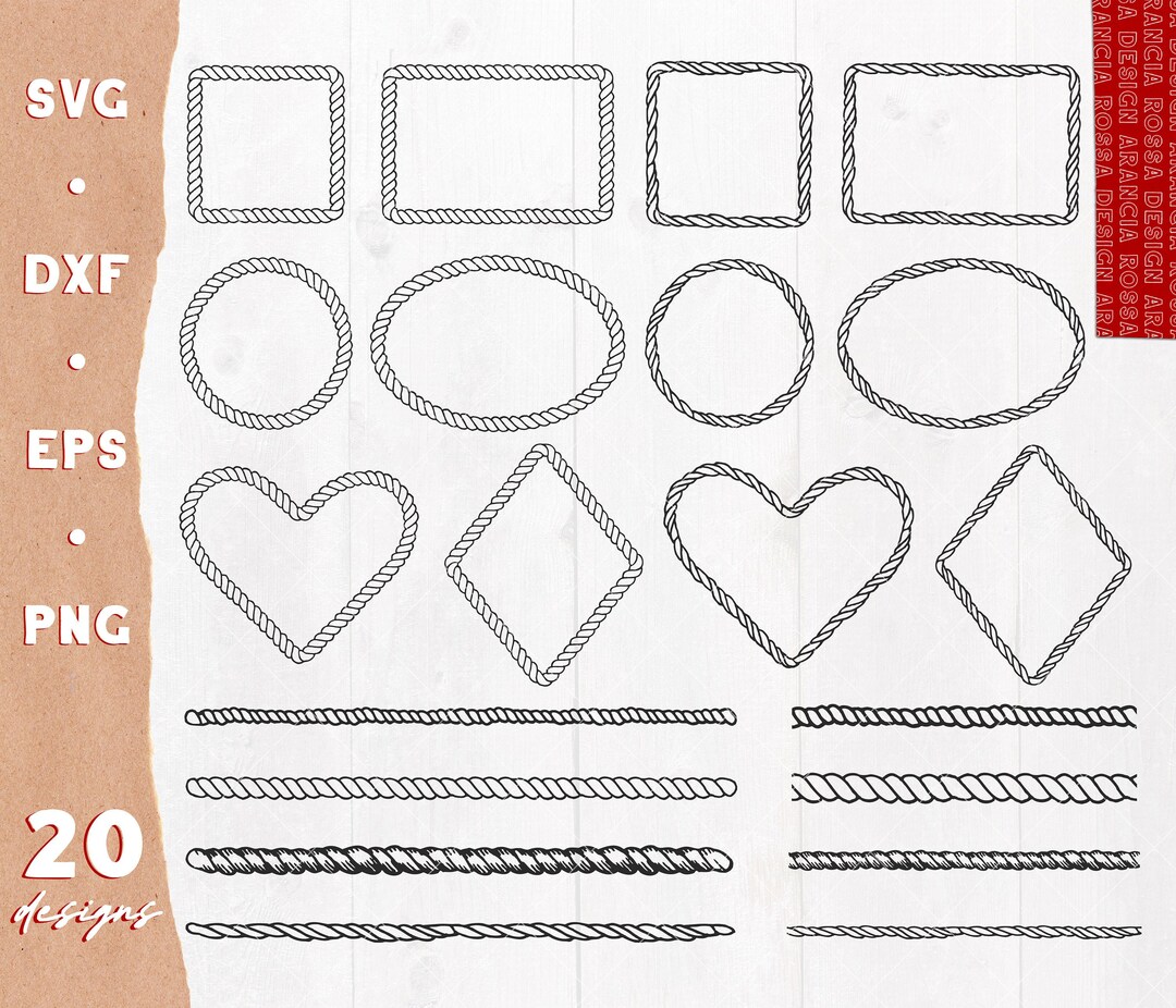 Rope Frame SVG Bundle, Rope Oval Svg, Rope Square SVG, Rope Heart Svg ...