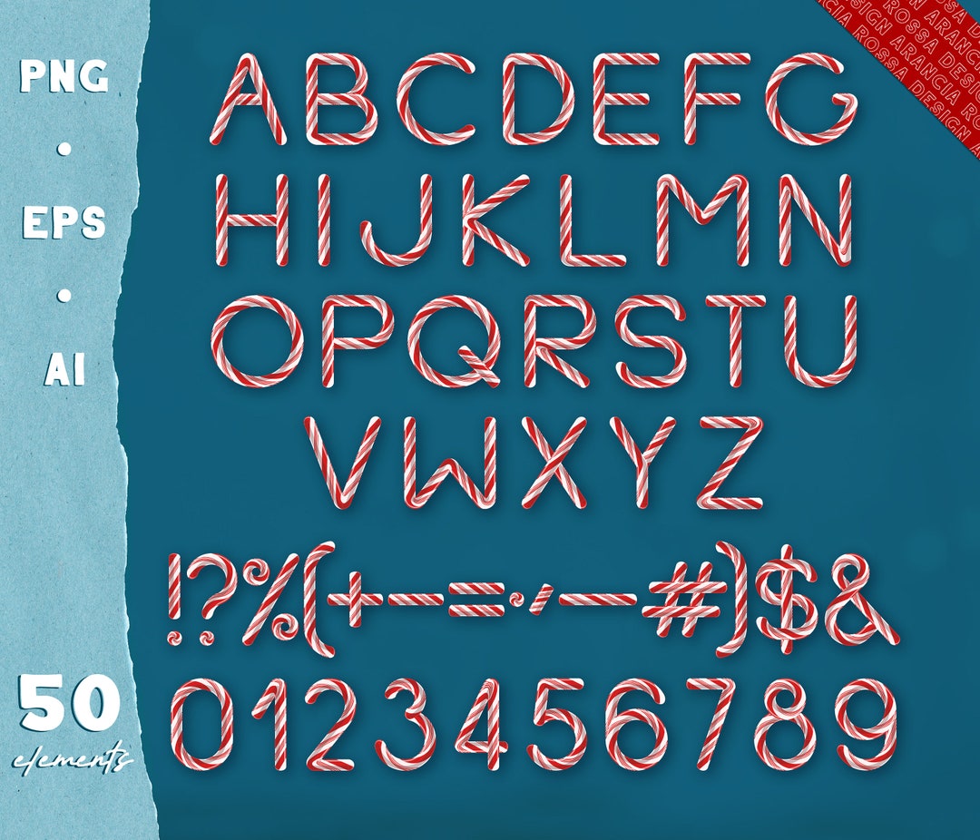 Candy Cane Alphabet, Candy Cane Letters, Candy Cane Clipart, Candy ...