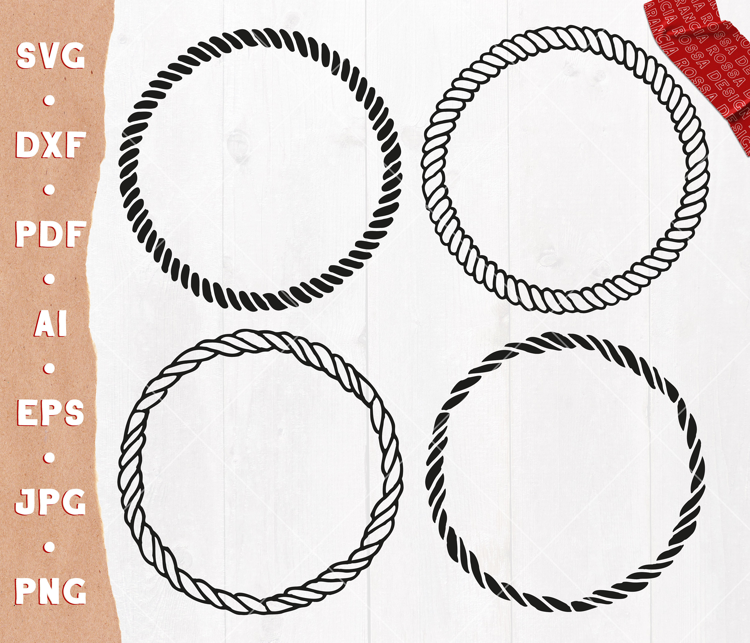 Rope Round Circle Frame Cut File, Wreath SVG, Rope Border DXF PNG Eps ...