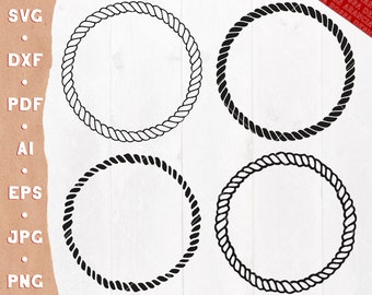 Rope Round Circle Frame Cut File Wreath SVG Rope Border DXF | Etsy