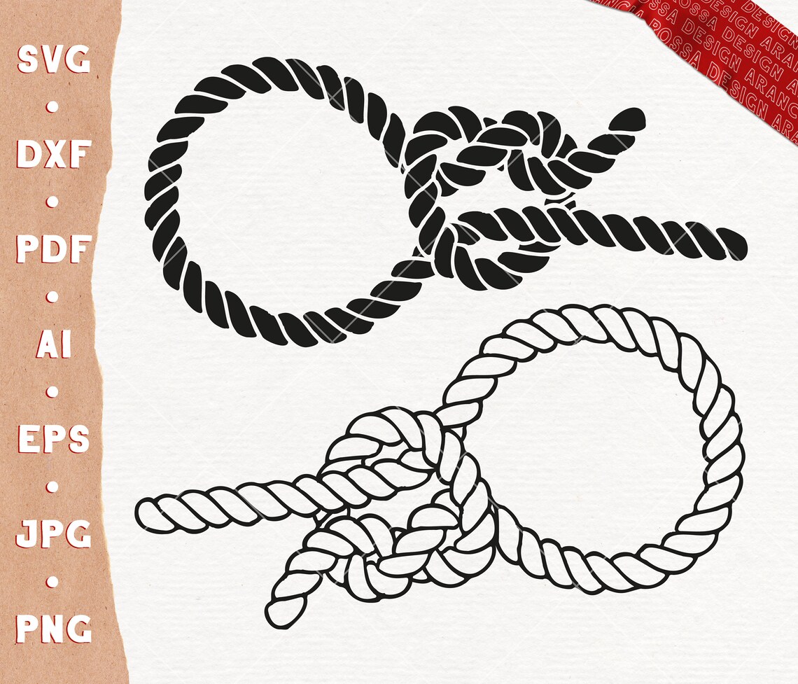 Rope Knot SVG, Nautical Rope Cut File, Noose Knot, Rope Svg, DXF PNG ...