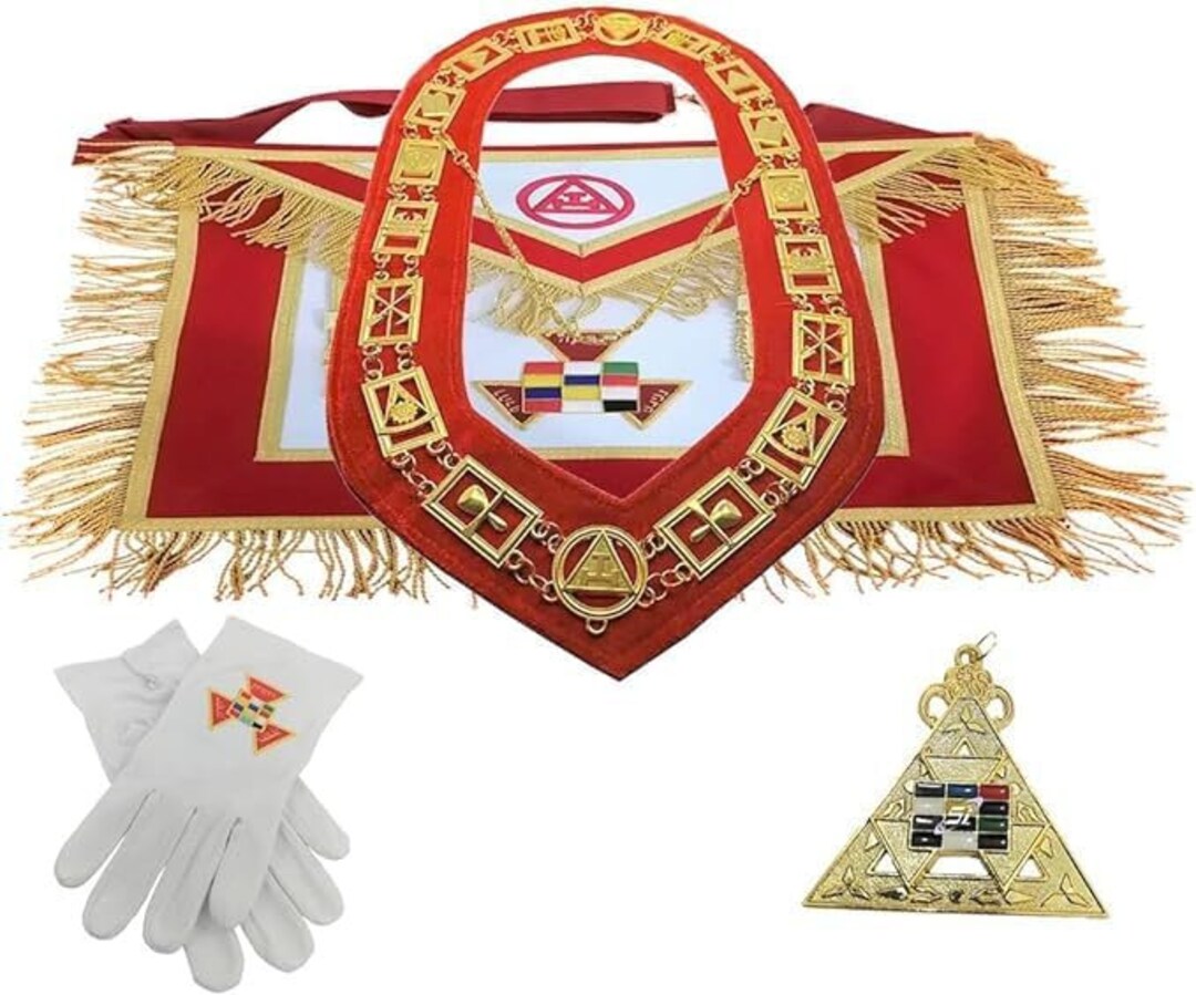 Masonic Royal Arch Full Dressed Set Apron, Chain Collar, Gloves and ...