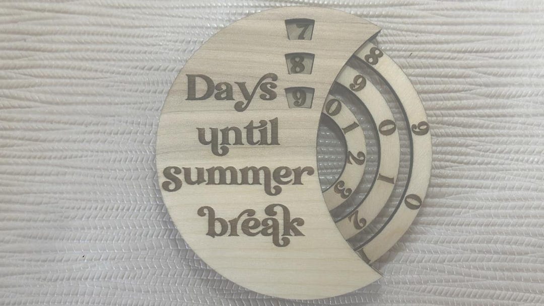 Wooden Engraved Days Until Summer Break Countdown Tracker Magnet Rustic ...