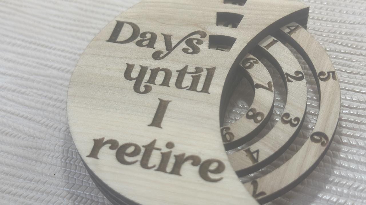 Days Until I Retire Countdown Tracker Magnet | Wooden Retirement Gift ...