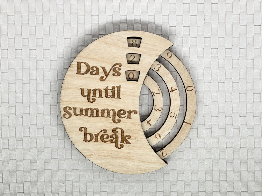 Wooden Engraved Days Until Summer Break Countdown Tracker Magnet Rustic ...
