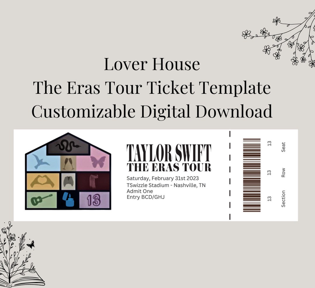 The Eras Tour 2023 Ticket Template Taylor's Version Swiftie Memorabilia ...