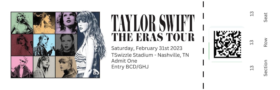 Taylor Swift The Eras Tour 2023 Customizable Ticket Template Etsy Taylor Swift The Eras Tour 2023 Customizable Ticket Template Etsy