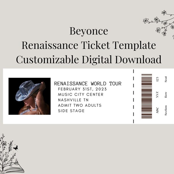 Renaissance Tour Ticket - Etsy