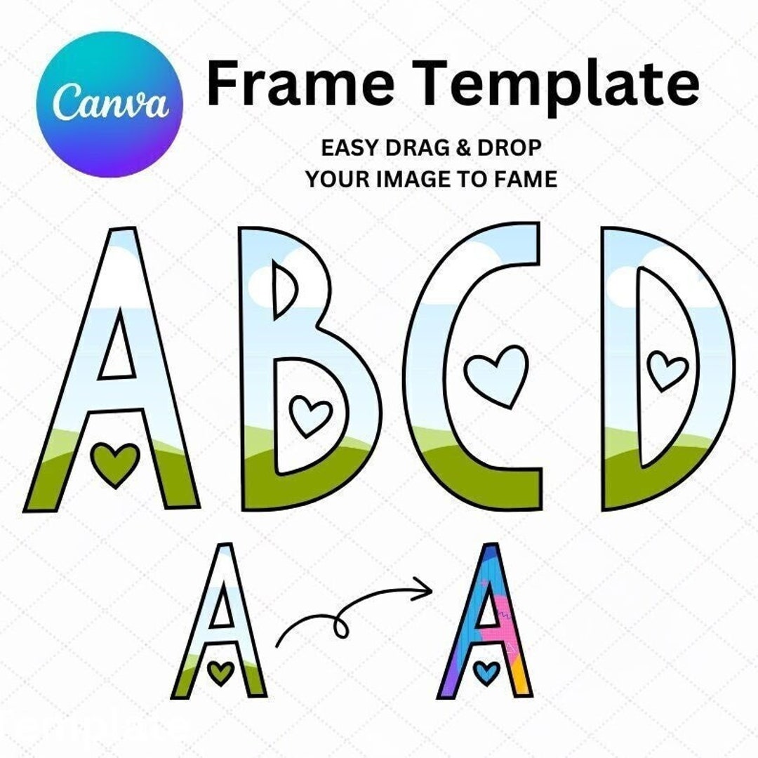 About Alphabet Letters Editable Canva Frame Graphic - Etsy