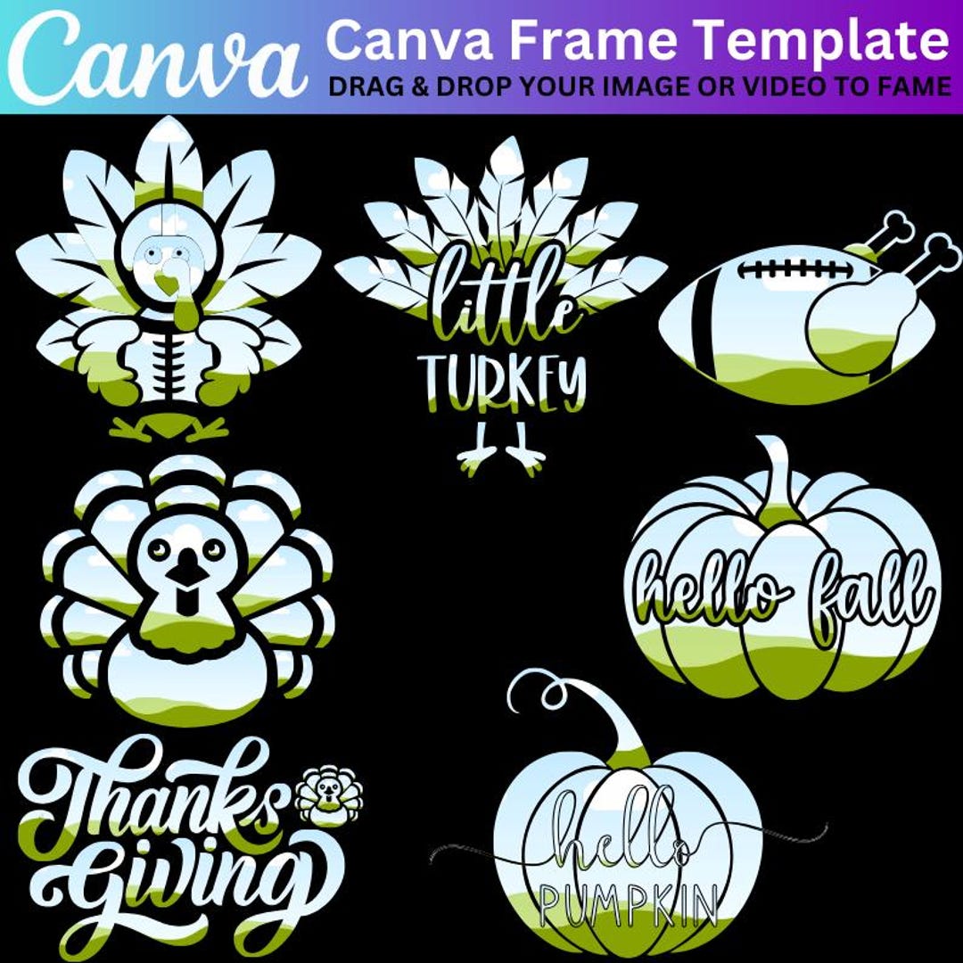 Editable Thanksgiving Design in Canva Frame Template,little Turkey ...