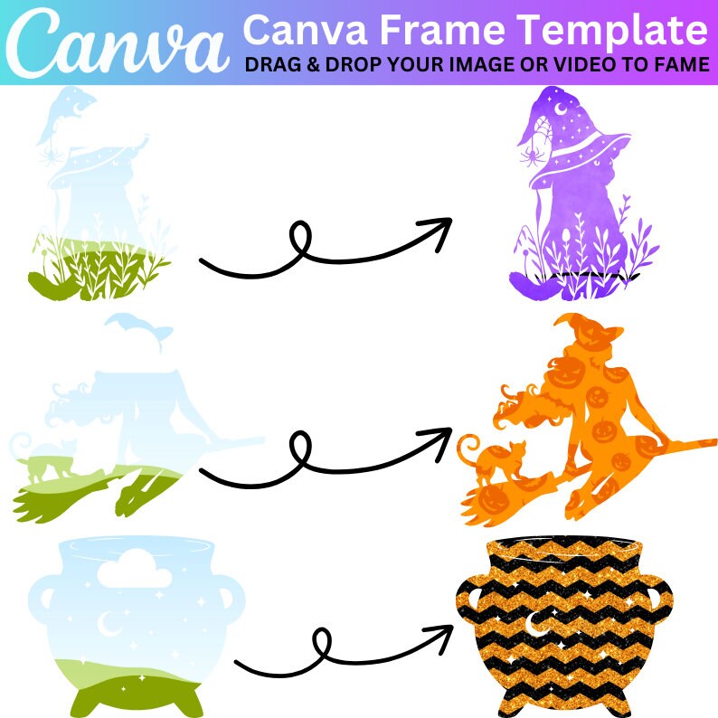 Halloween Canva Frame Template: Drag & Drop Image (PDF) - Etsy