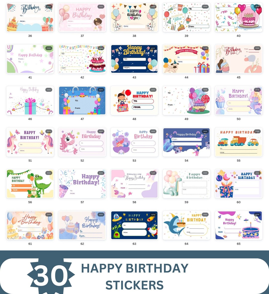 30 Cute Printable Happy Birthday Collection Sticker , Lables or Tags ...