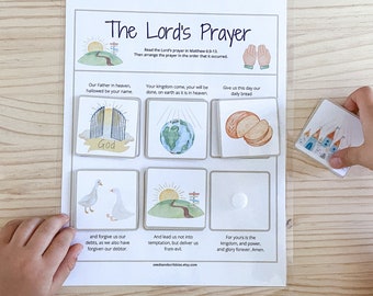 Prayer Cards for Kids|the Lords Prayer Printable|teach Kids to Pray ...