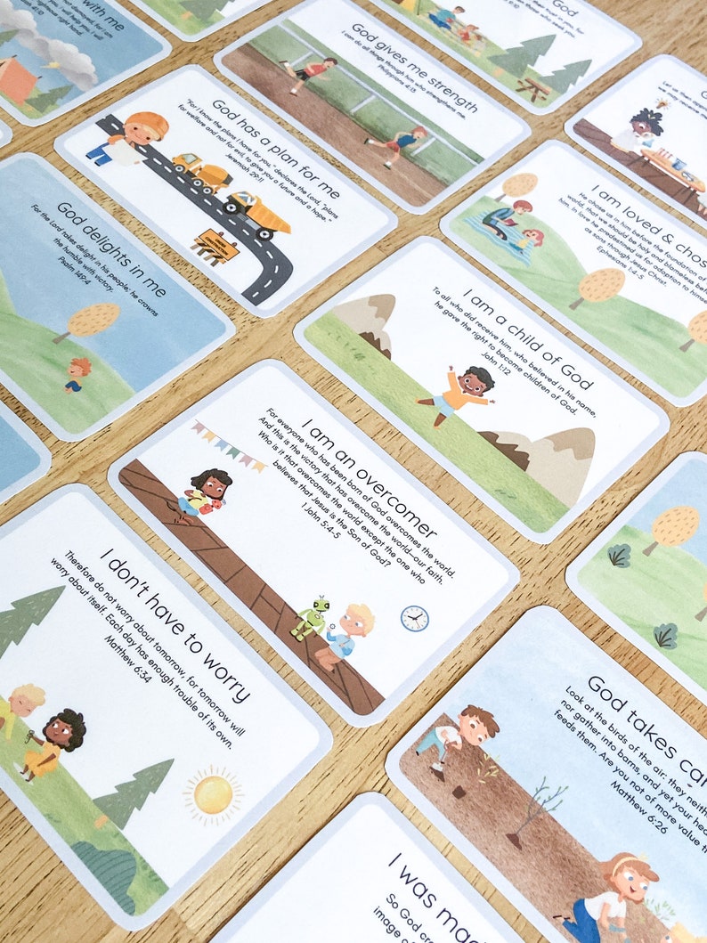 Scripture Affirmation Cards for Kids - Christian Bible Verse Learning ...
