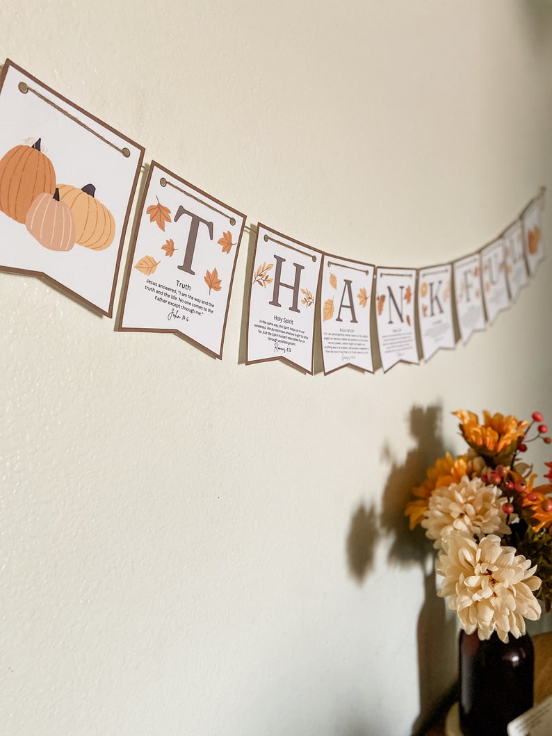 Thankful Banner, Printable Fall Banner, Fall Banner for Mantle, Bible ...