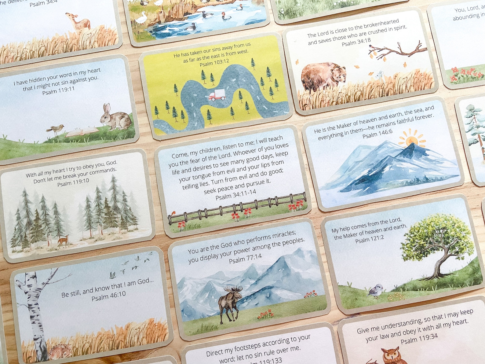 Psalms Bible Cards for Kids, Simple Psalm Truths for Kids, Bible Verse ...