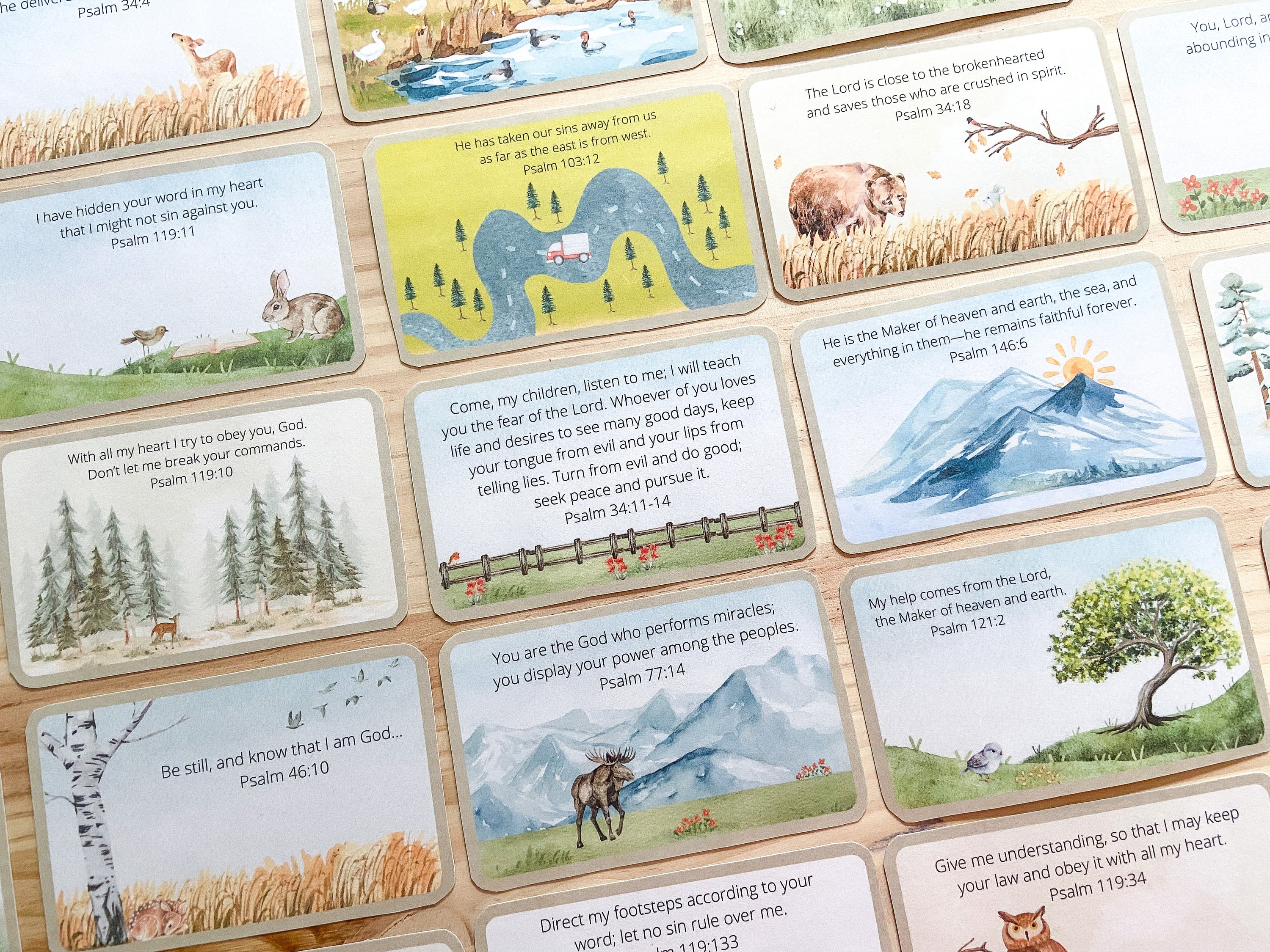 Psalms Bible Cards for Kids, Simple Psalm Truths for Kids, Bible Verse ...