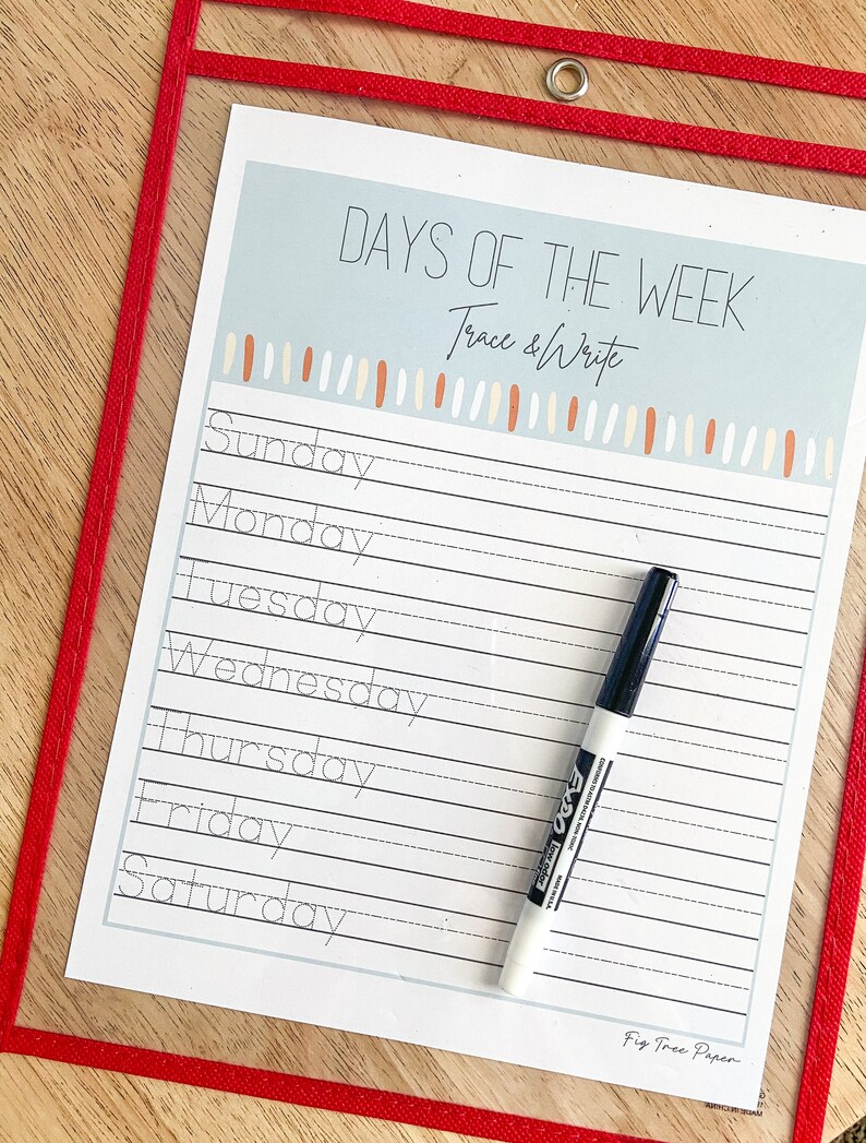 Days of the Week Printable, Days of the Week Matching, Tracing & Wheel ...