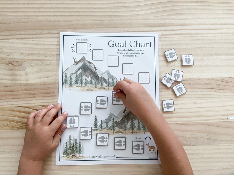 Goal Chart for Kids, Mountain Theme Goal Chart, Printable Reward Chart ...