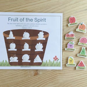 Fruit of the Spirit Matching Game, Bible Printable for Kids, Bible ...