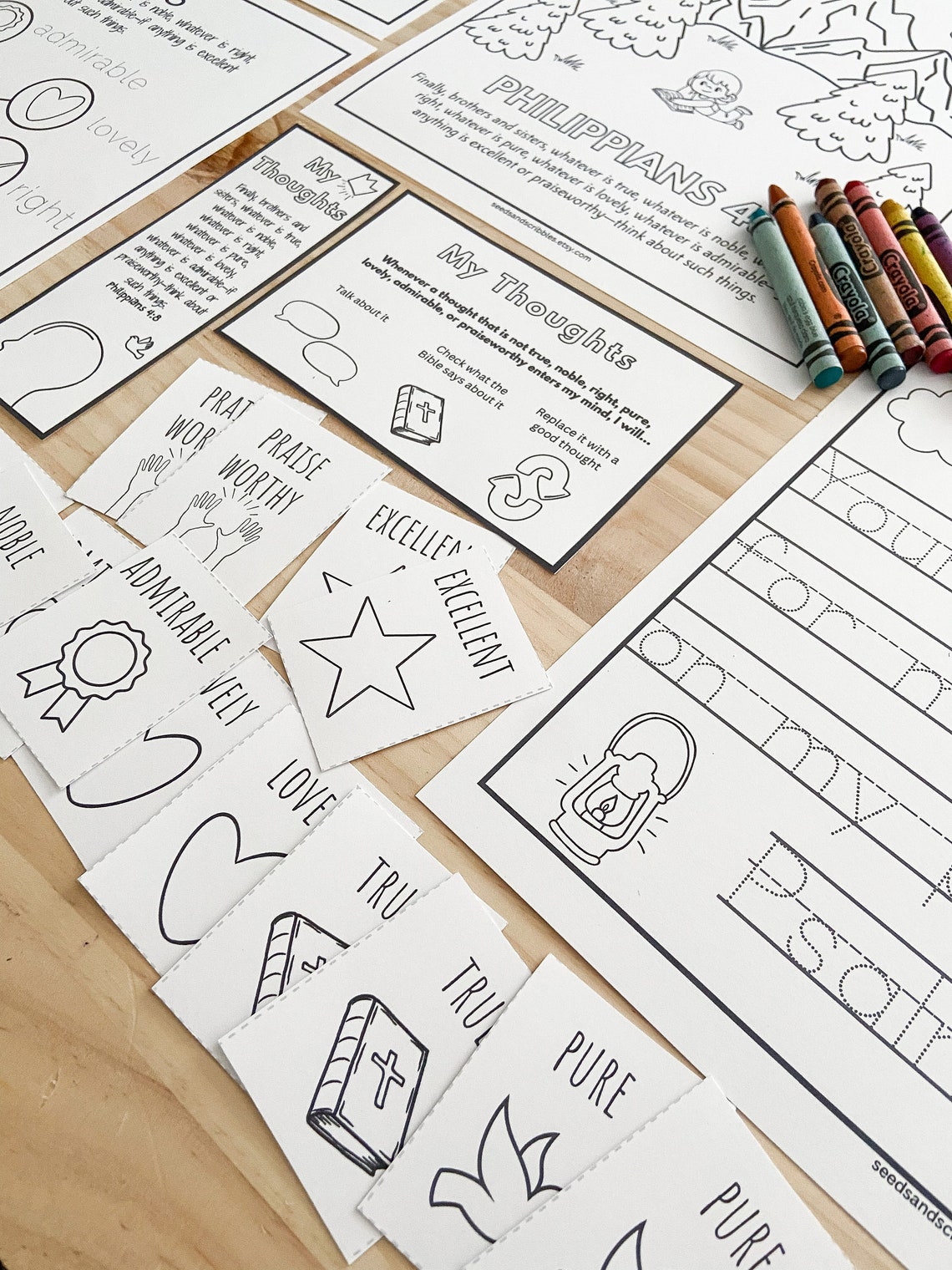 Philippians 4:8 Activity Pack for Kids Bible Printables Homeschool ...