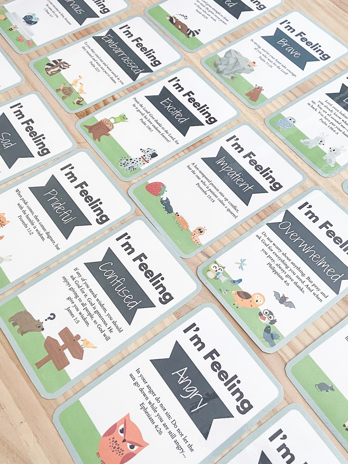Christian Feelings Cards for Kids With Bible Scripture References ...