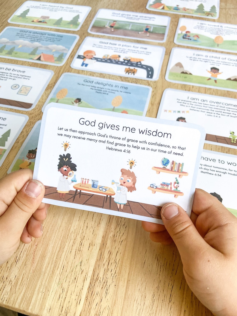 Scripture Affirmation Cards for Kids, Christian Affirmation Cards Kids ...