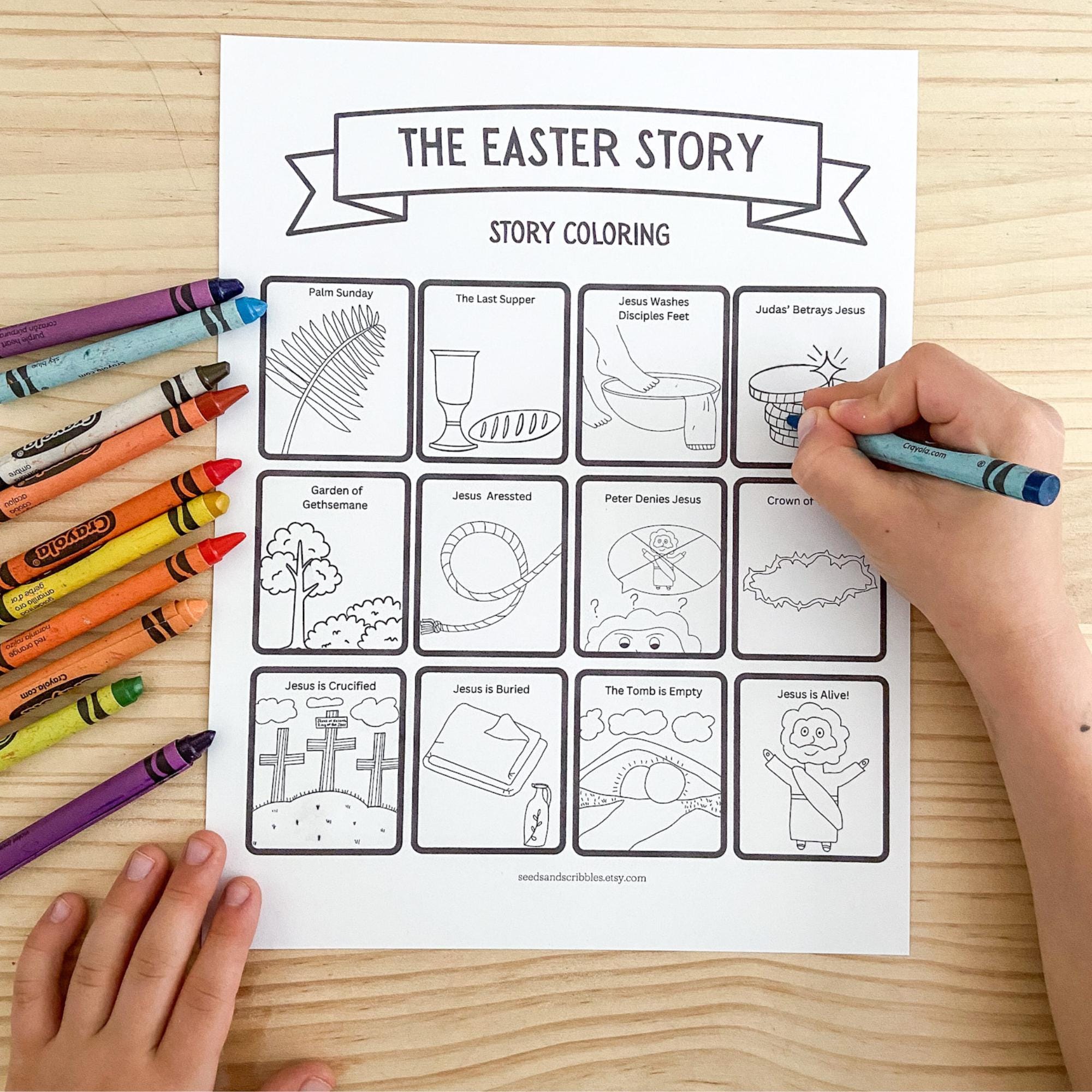 Easter Story Coloring Page, Easter Jesus Printable, Easter Coloring ...