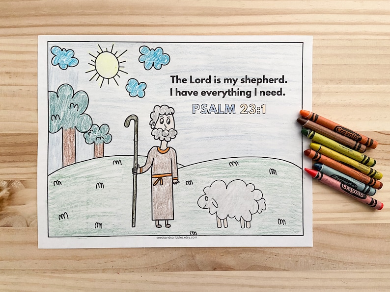 Psalm 23 Lord is My Shepherd Coloring Page Bible Printable Sunday ...