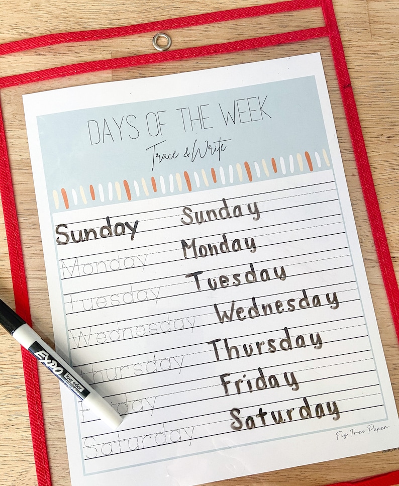 Days of the Week Printable, Days of the Week Matching, Tracing & Wheel ...