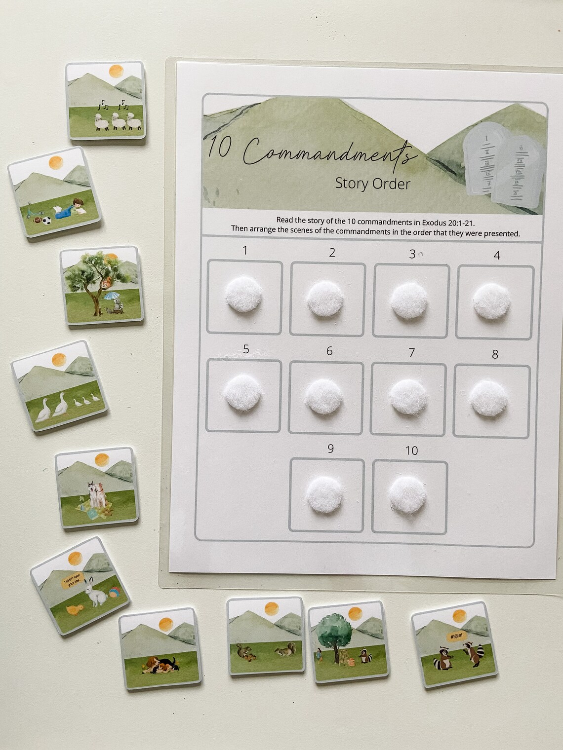 Ten Commandments Printable Memory Game Bible Memory Game - Etsy