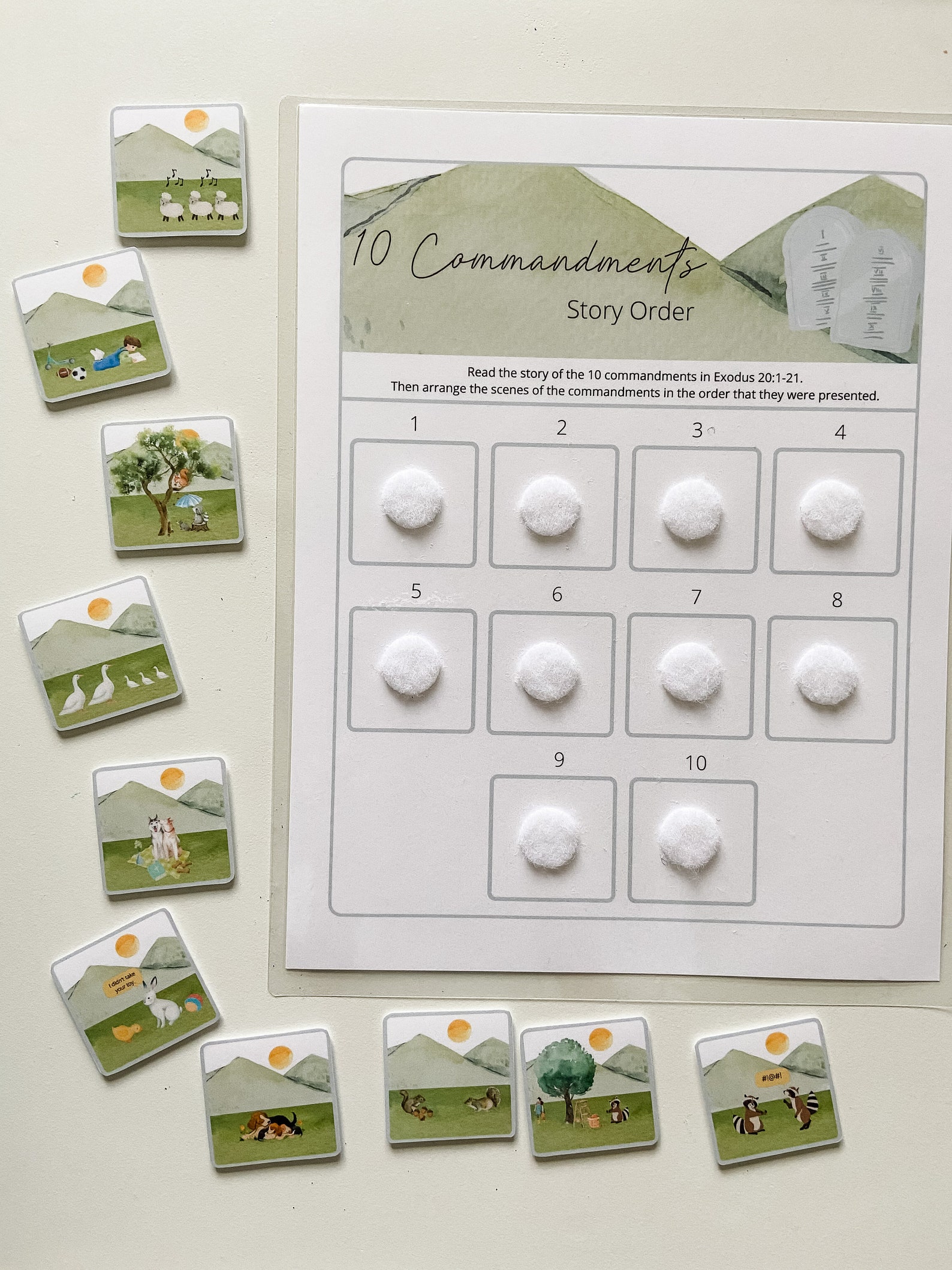Ten Commandments Printable Memory Game Bible Memory Game - Etsy