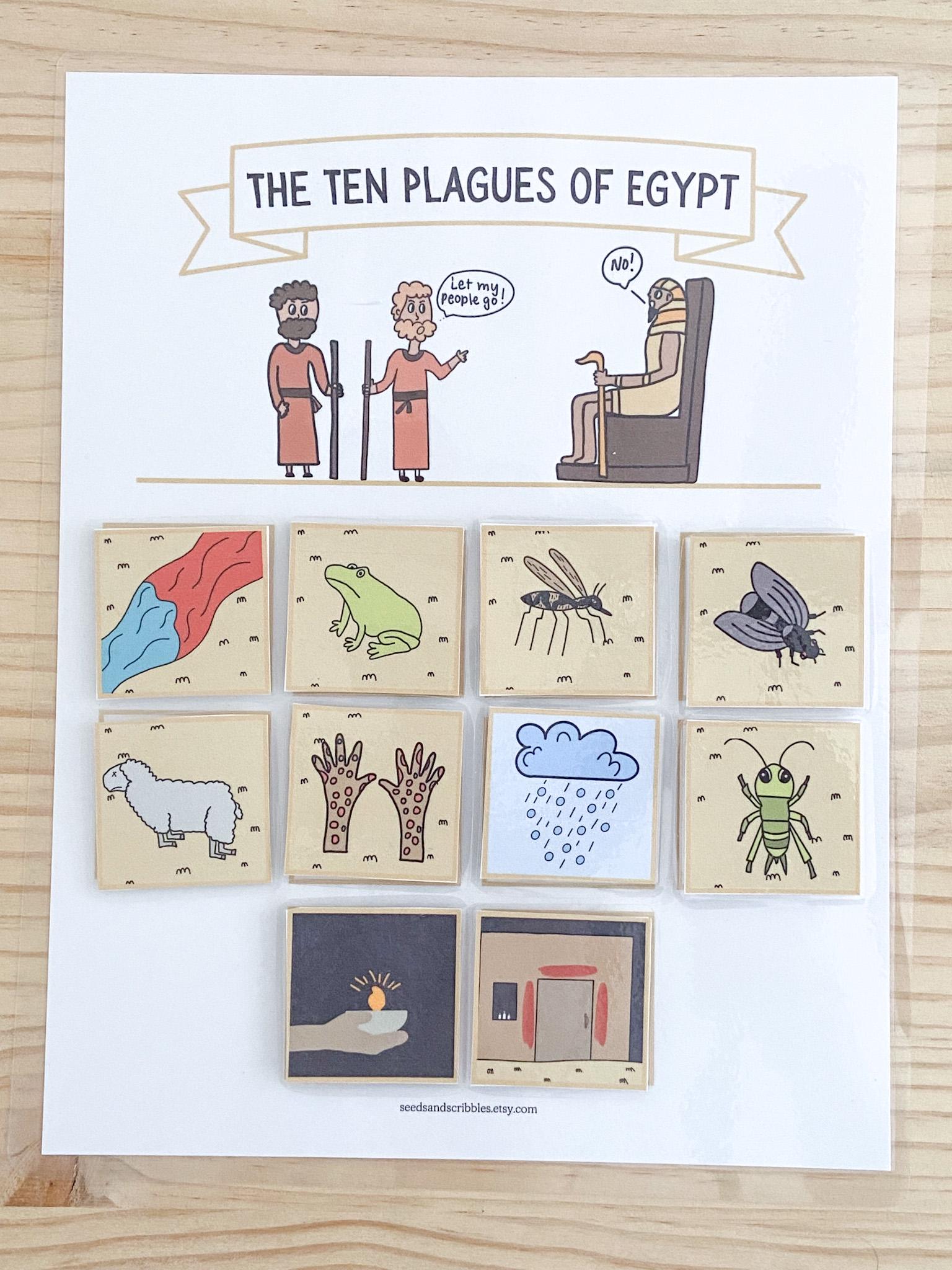 Ten Plagues Egypt Bible Memory Game Printable Activity Kids Passover ...
