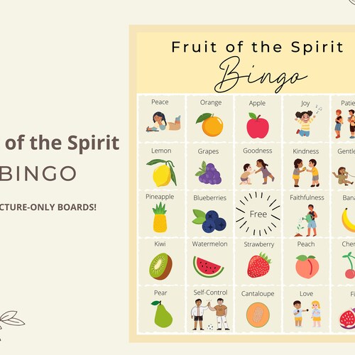 Fruit of the Spirit Bingo Game Digital Download Bible Games - Etsy