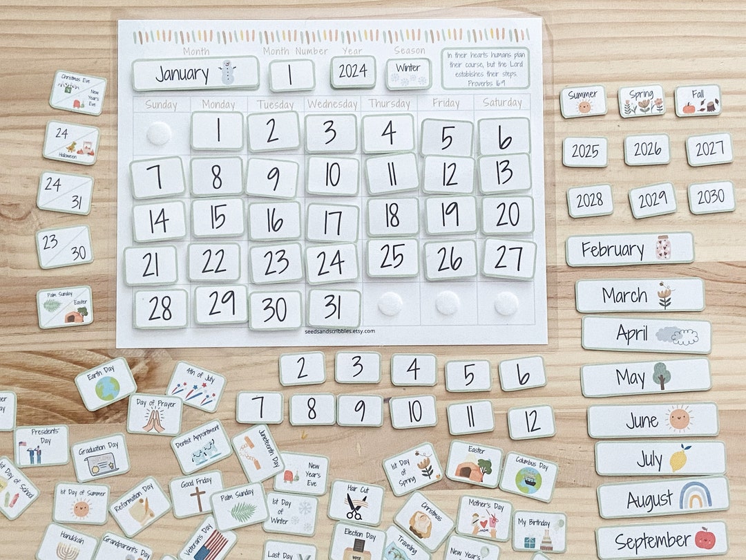 Perpetual Calendar, Printable Calendar for Kids, Homeschool Printable ...