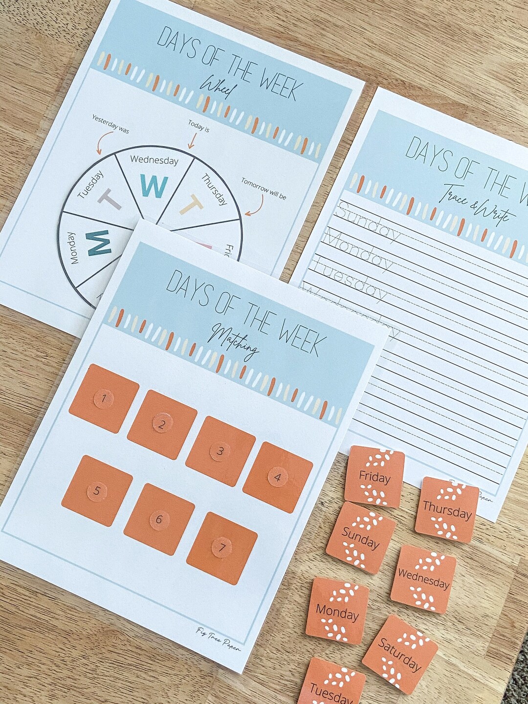 Days of the Week Printable, Days of the Week Matching, Tracing & Wheel ...