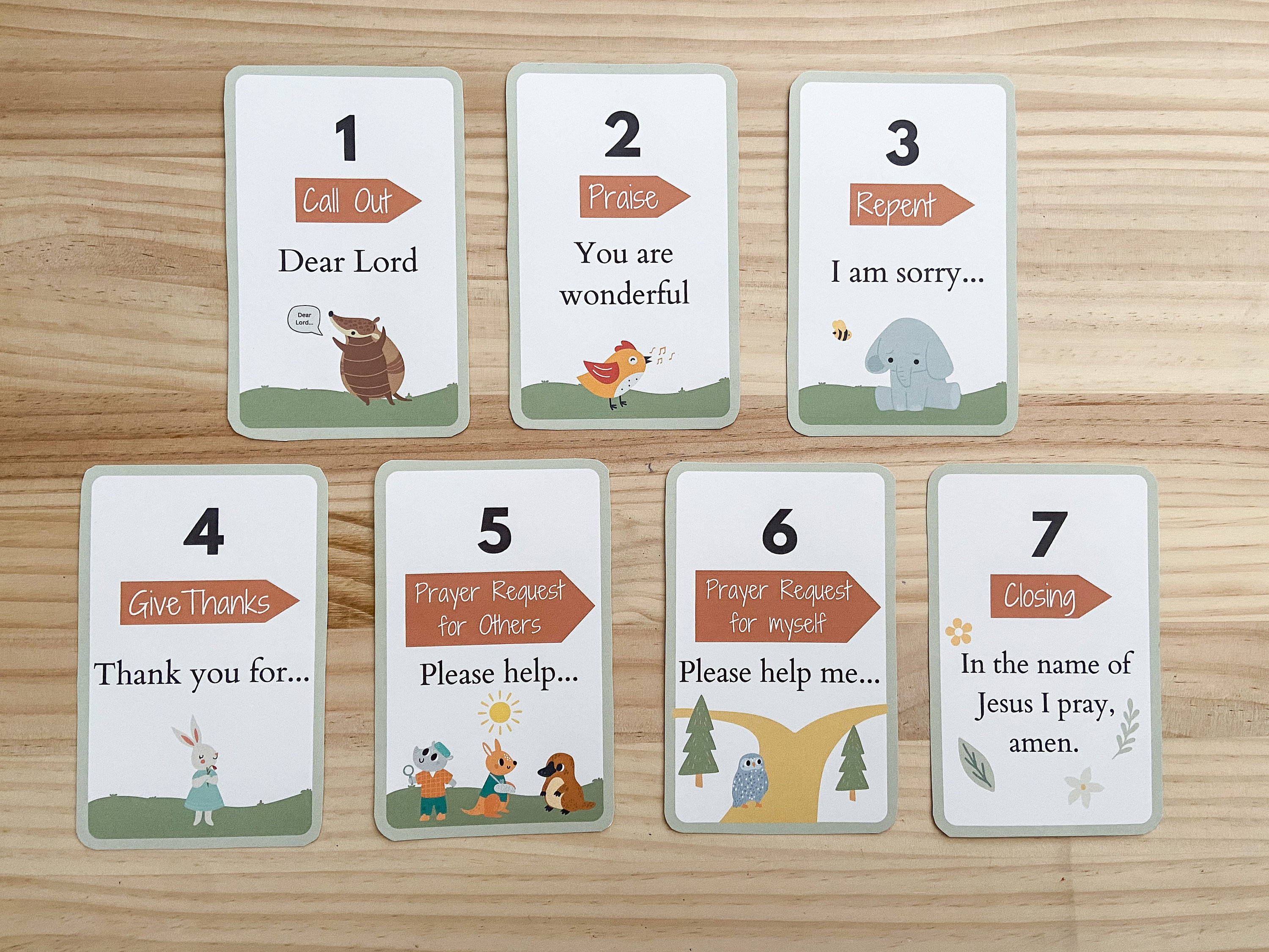 ACTS Prayer Cards for Kids - Beginner Teaching Tool, Printable ...