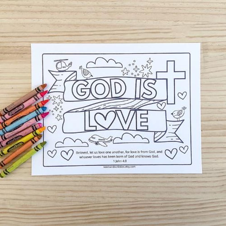 God is Love Coloring Page, Bible Coloring Page, Bible Printables for ...