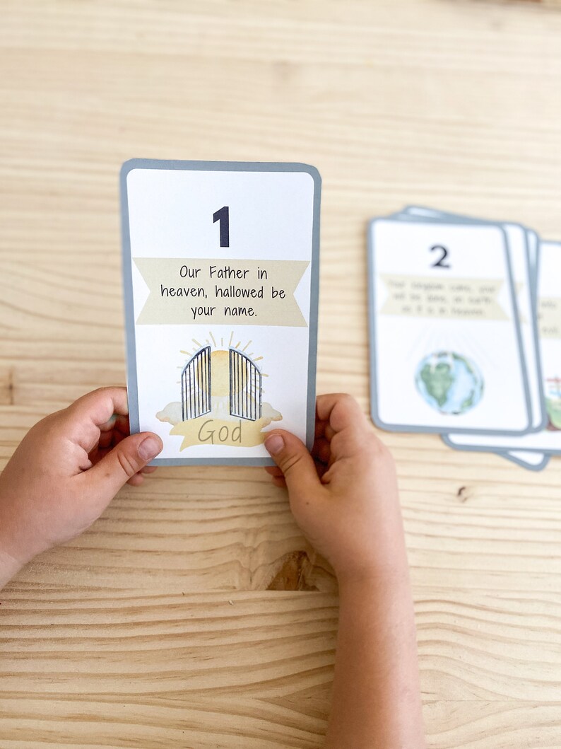 The Lord's Prayer Cards, How to Pray Cards for Kids, Teaching Little ...