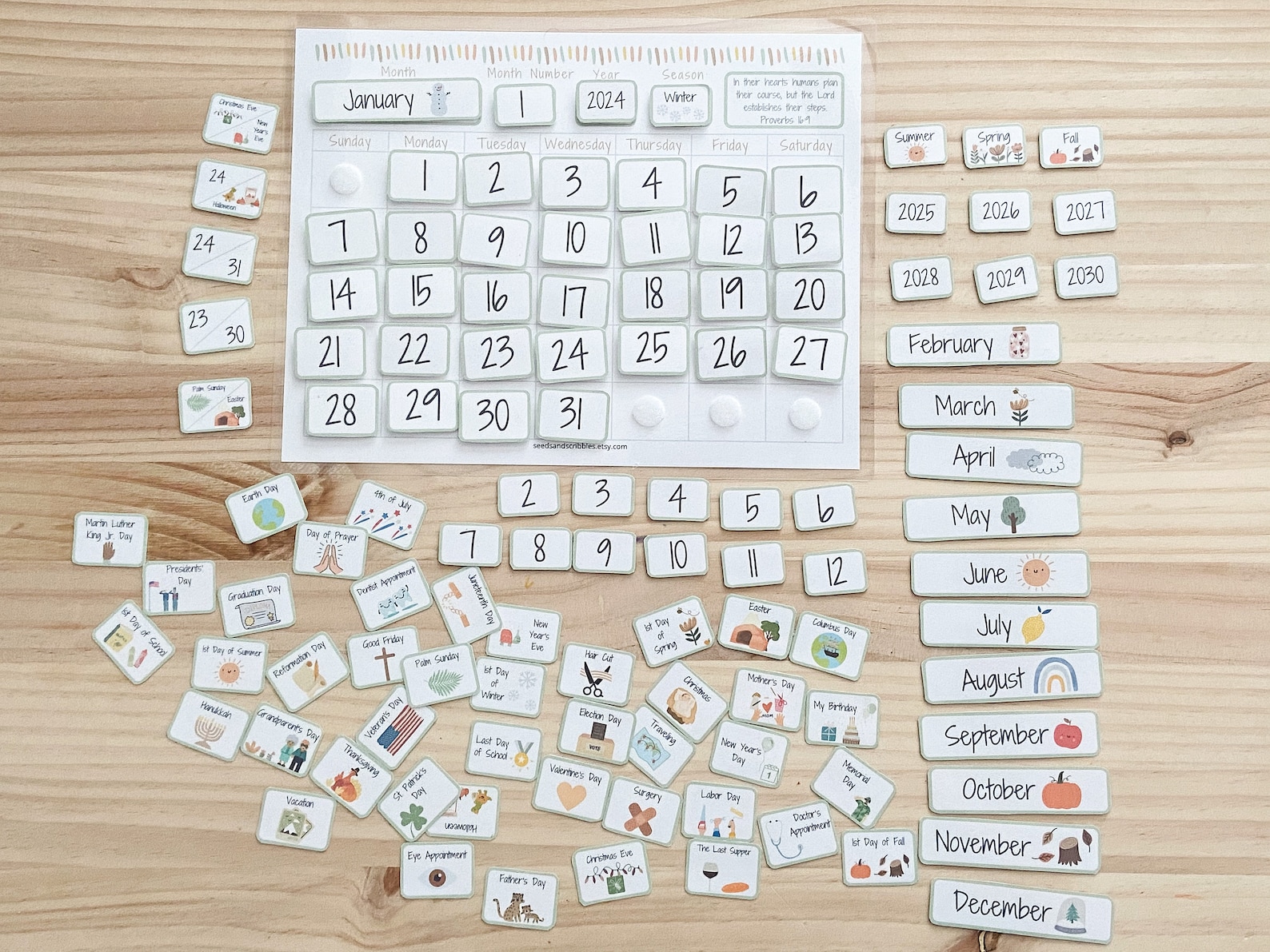 Perpetual Calendar, Printable Calendar for Kids, Homeschool Printable ...