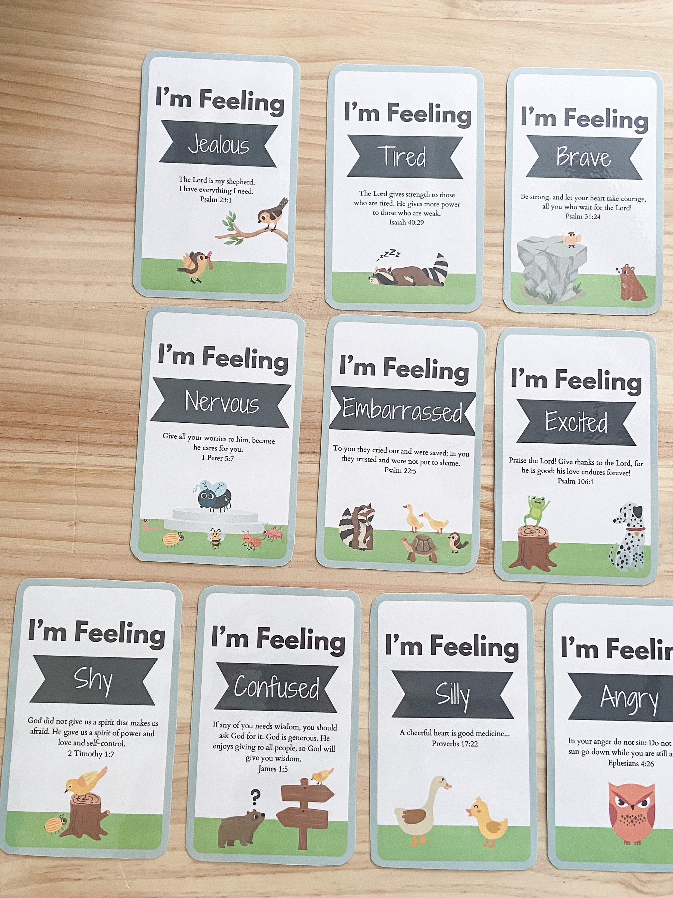 Feelings Cards for Kids, Feeling Cards With Scriptural References ...