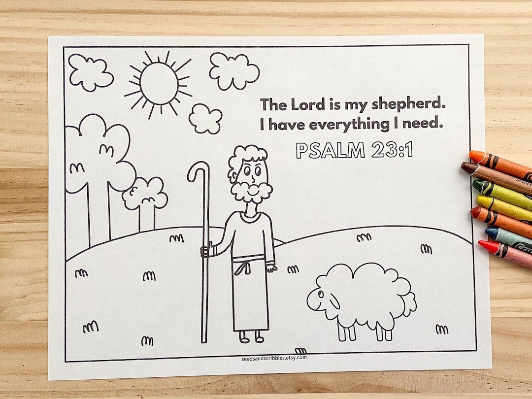 Psalm 23 Coloring Page, the Lord is My Shepherd Coloing Page, Sunday ...