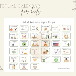 Perpetual Calendar, Printable Calendar for Kids, Homeschool Printable ...