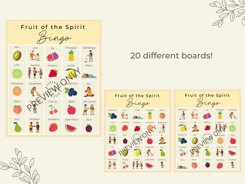Fruit of the Spirit Bingo Game Digital Download Bible Games - Etsy