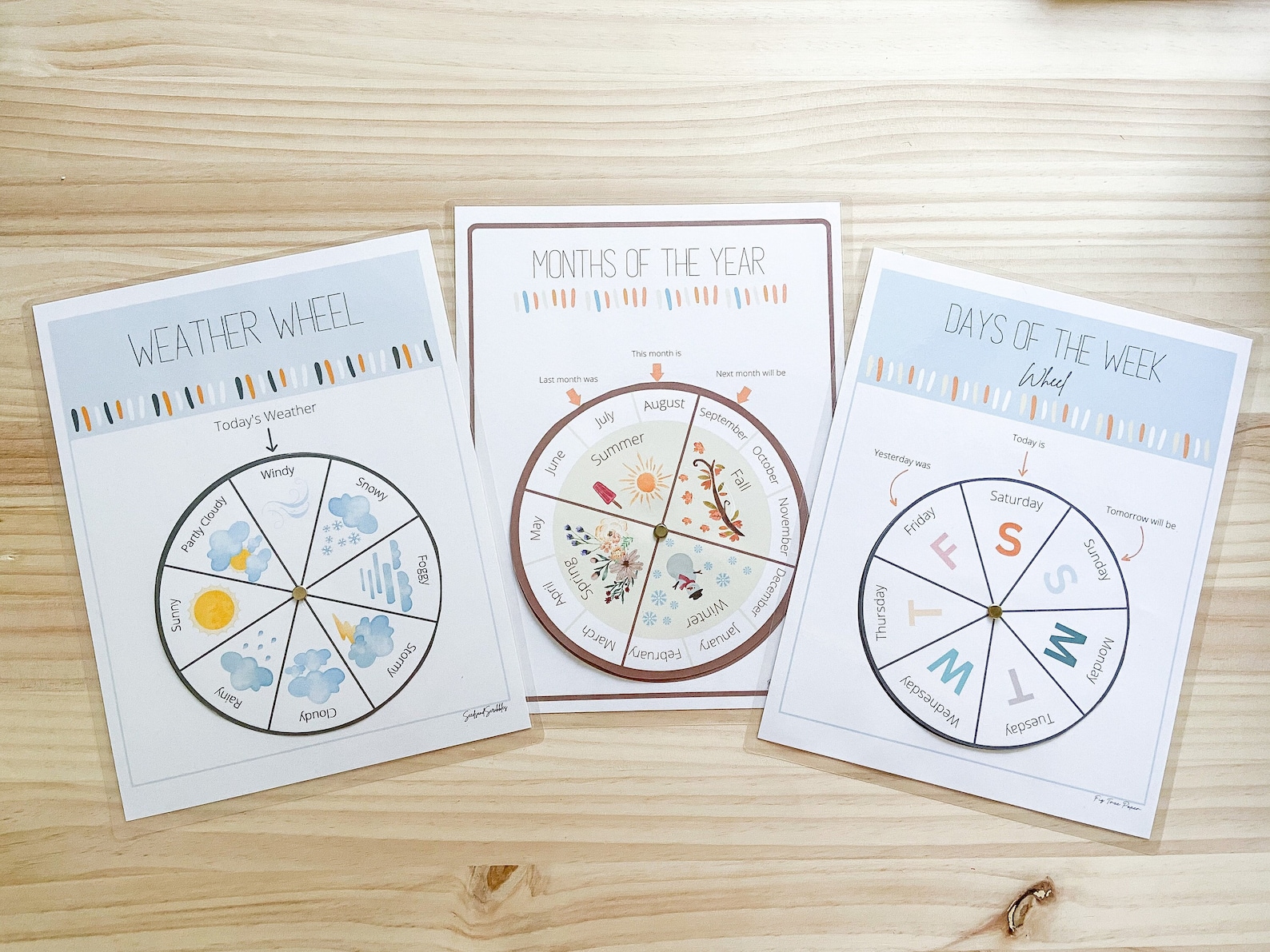 Calendar Wheels Bundle, Weather Wheel, Days of the Week Wheel, and ...