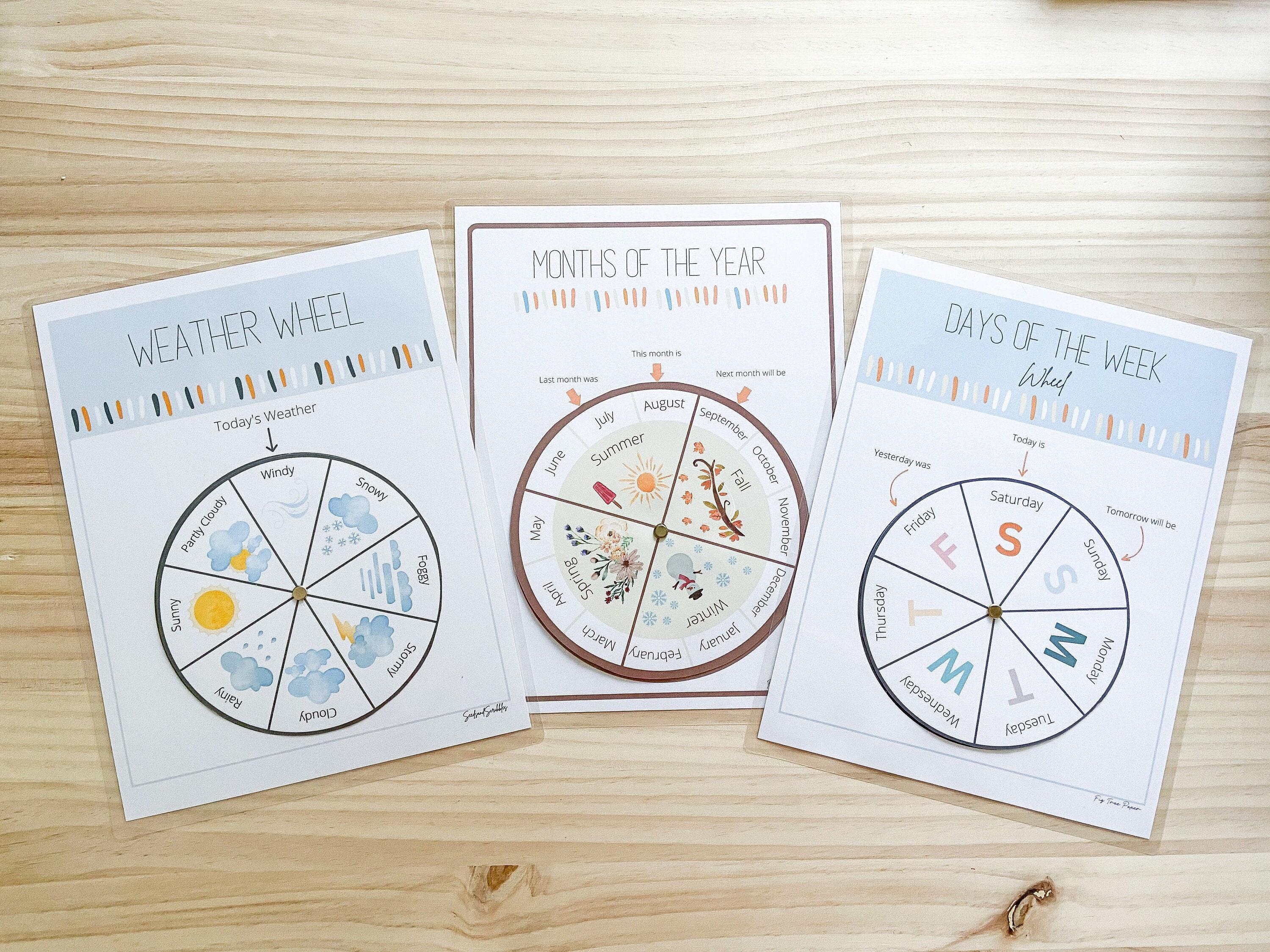 Calendar Wheels Bundle, Weather Wheel, Days of the Week Wheel, and ...