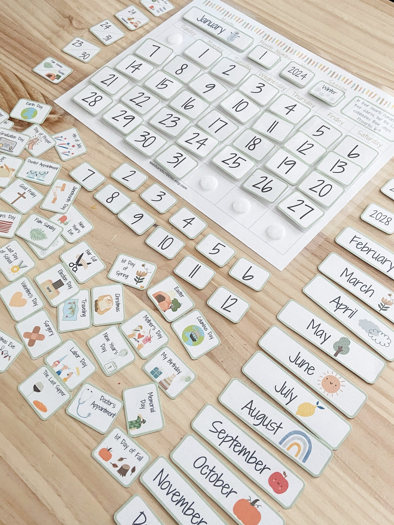 Perpetual Calendar, Printable Calendar for Kids, Homeschool Printable ...