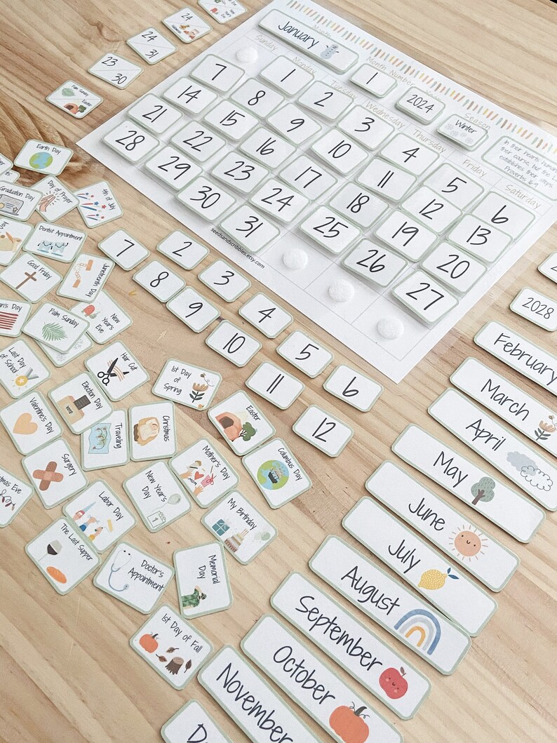 Perpetual Calendar, Printable Calendar for Kids, Homeschool Printable ...